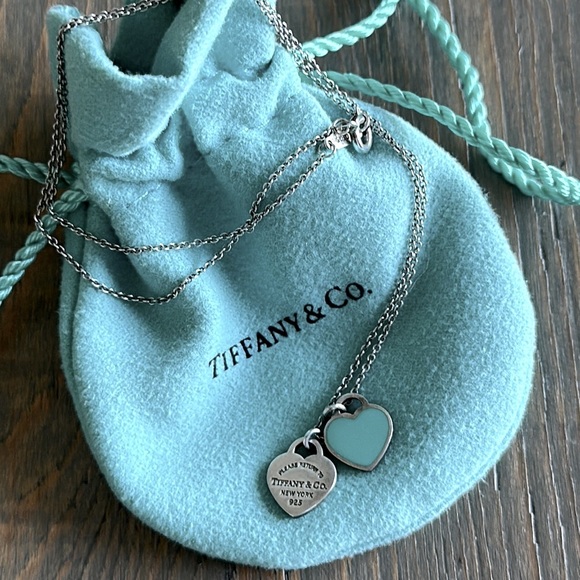 Tiffany & Co. | Jewelry | Vintage Tiffany Blue Double Heart Tagpendant ...